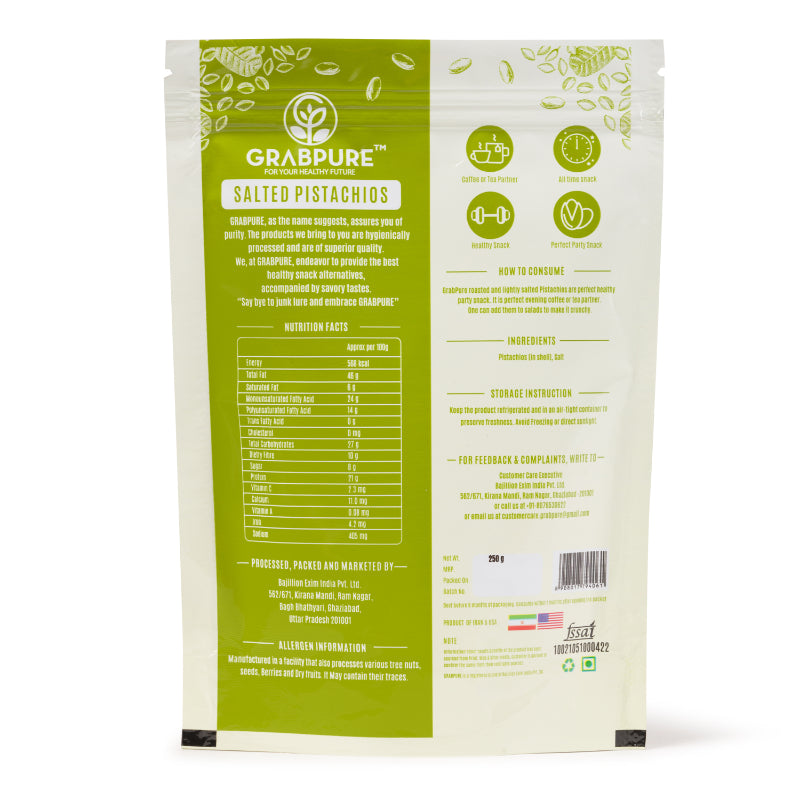 Iranian Pistachios | Pista | Roasted & Lightly Salt | GrabPure