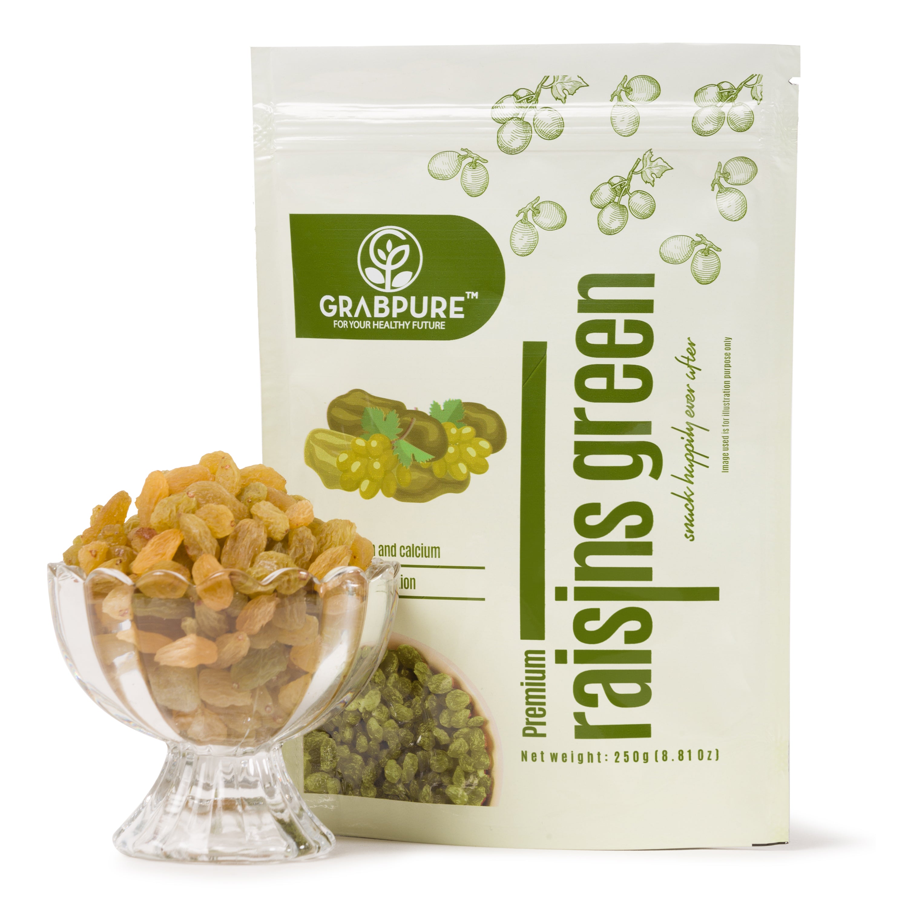 Raisins | Kishmish | Kismis Green (Round) Dry Fruit | GrabPure